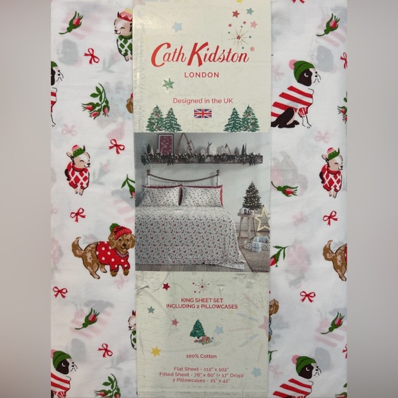 Bedding | Cath Kidston London 4pc King Puppy Love Pink Christmas Sheet ...